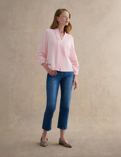 HOBBS LONDON Lucilla Pintuck Mandarin Collar Blouse
